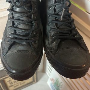 Converse | Shoes | Rare Black Leather Converse Hightops With Lunarlon ...
